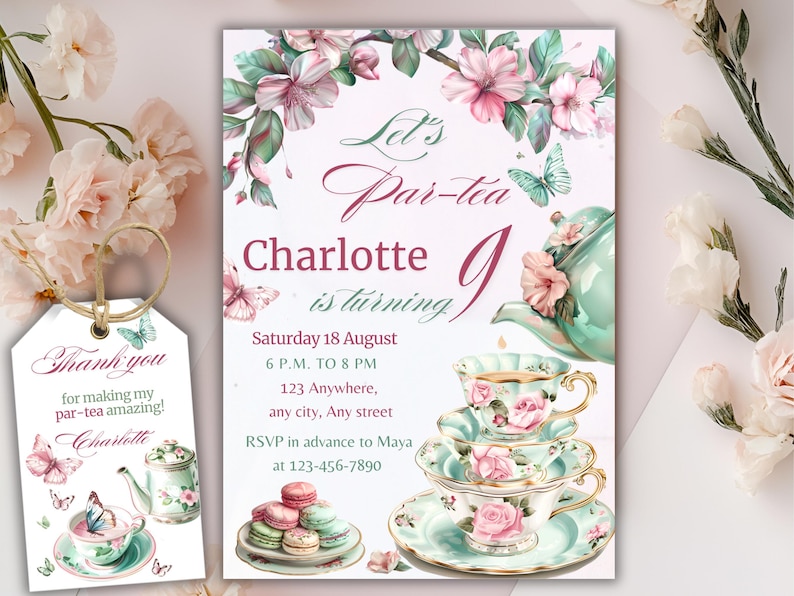 Tea Birthday Party Invitation Template, Printable Tea Party Invitation ...