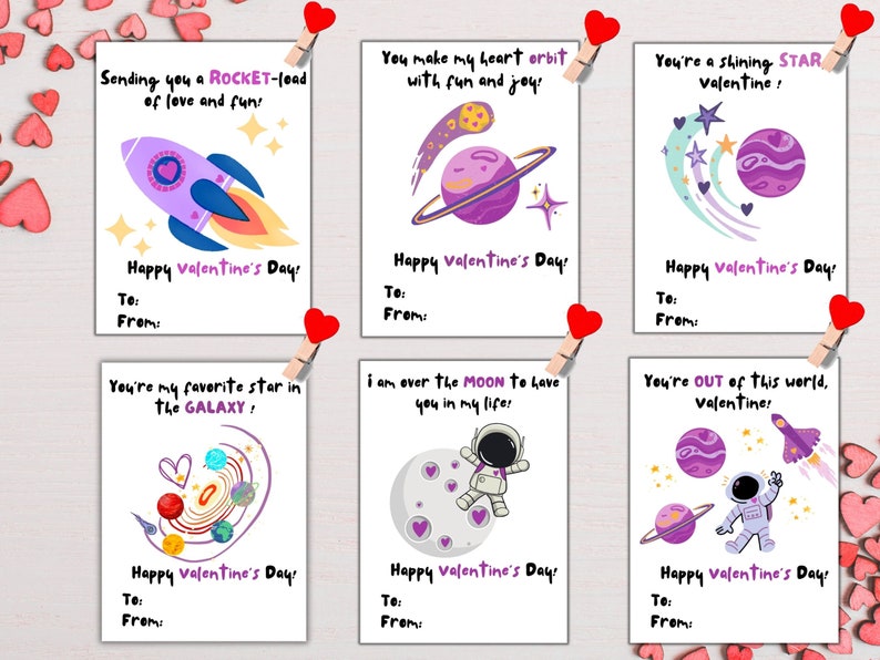 Editable Space Valentine's Day Cards, Valentine's Day Classroom Gift ...
