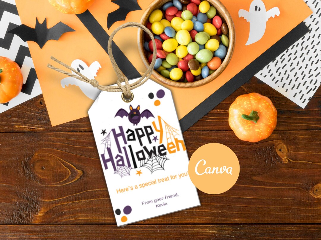 Halloween Gift Tag Printable Halloween Favor Bag Tag Editable Halloween ...