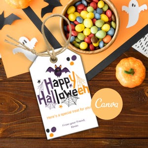 Halloween Gift Tag Printable Halloween Favor Bag Tag Editable Halloween ...