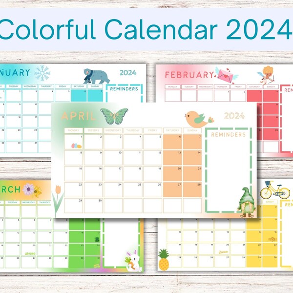 Colorful Calendar - Etsy