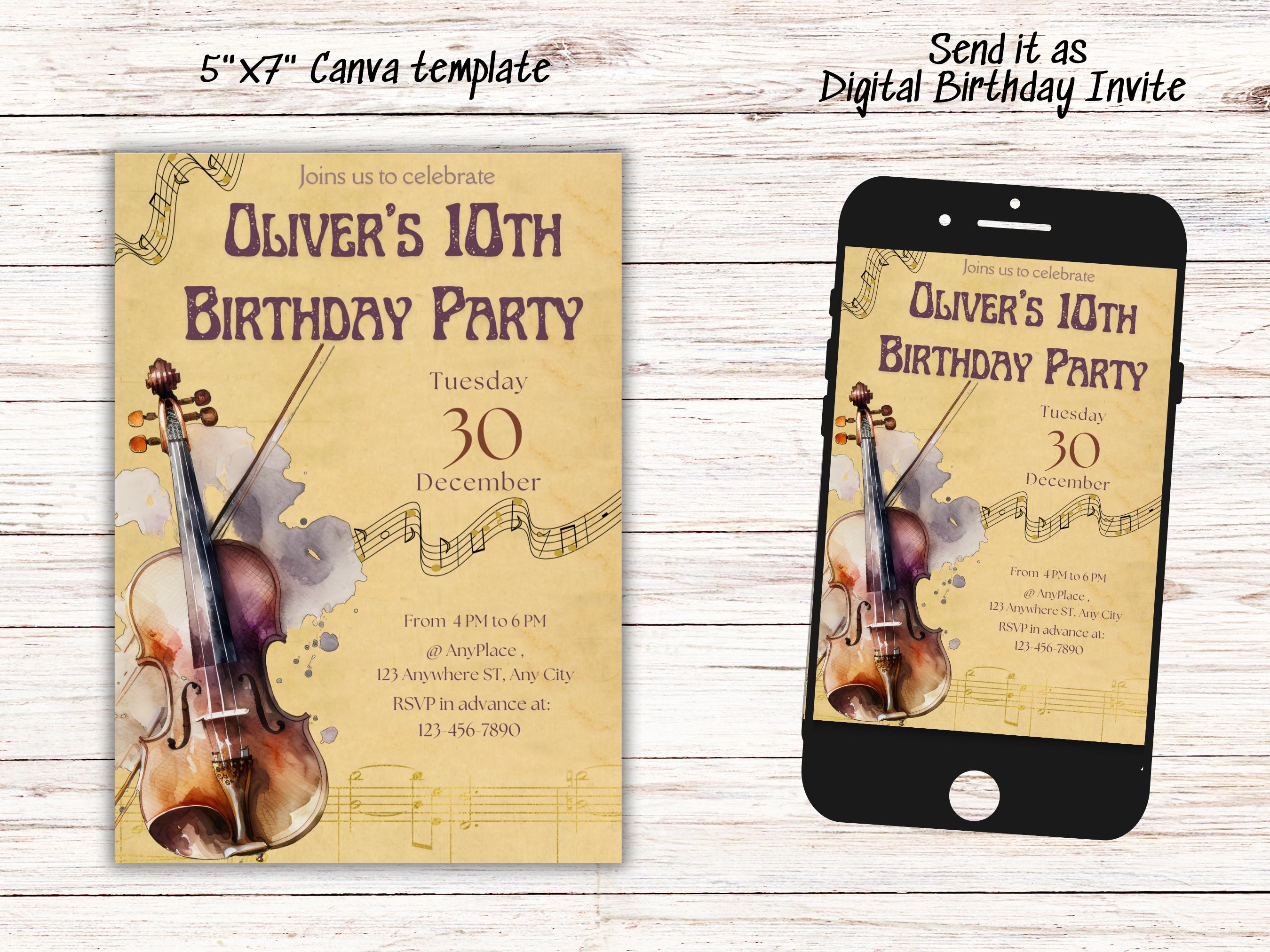 Musical Birthday Invitation Template, Editable Music Birthday Invite - Etsy