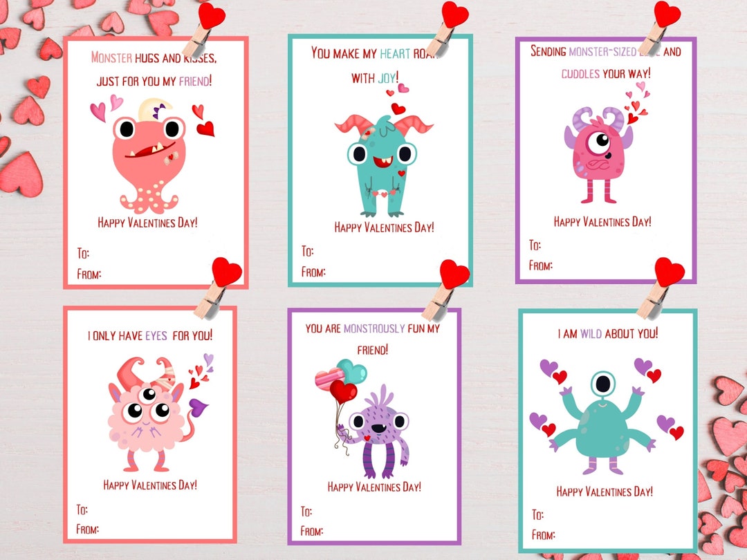 Editable Monsters Valentine's Day Cards , Valentine's Day Classroom ...