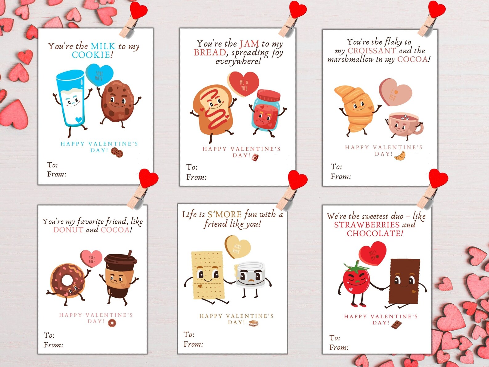 Editable Funny Food Valentine's Day Cards, Valentine's Day Classroom ...