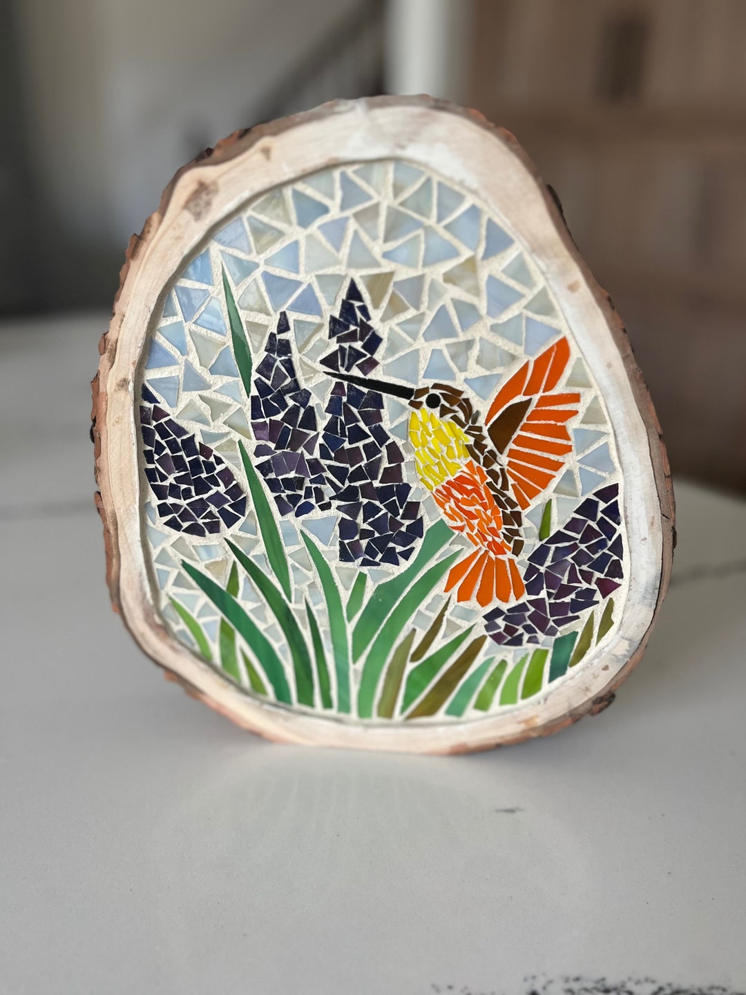 Hummingbird & Lavender Mosaic Art - Etsy
