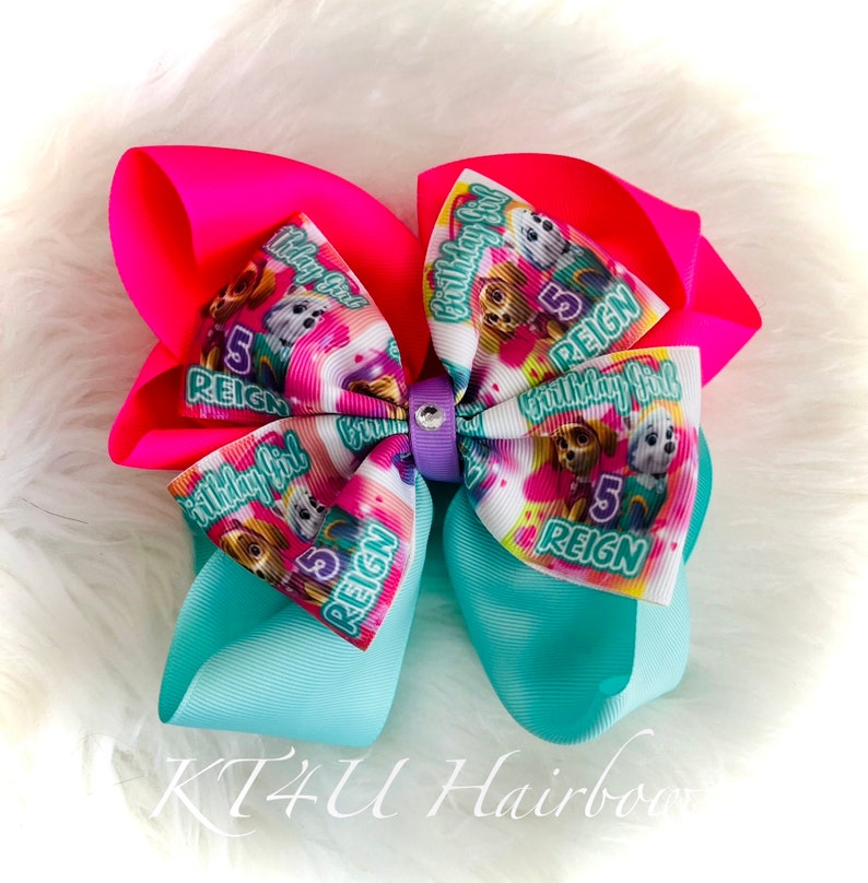 Inspired Skye & Sweetie Birthday Girl Name W/age Hair Bows, Toddler ...