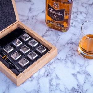 Personalized Whiskey Stones Set in Bamboo Case, Whiskey Stone, Cool ...
