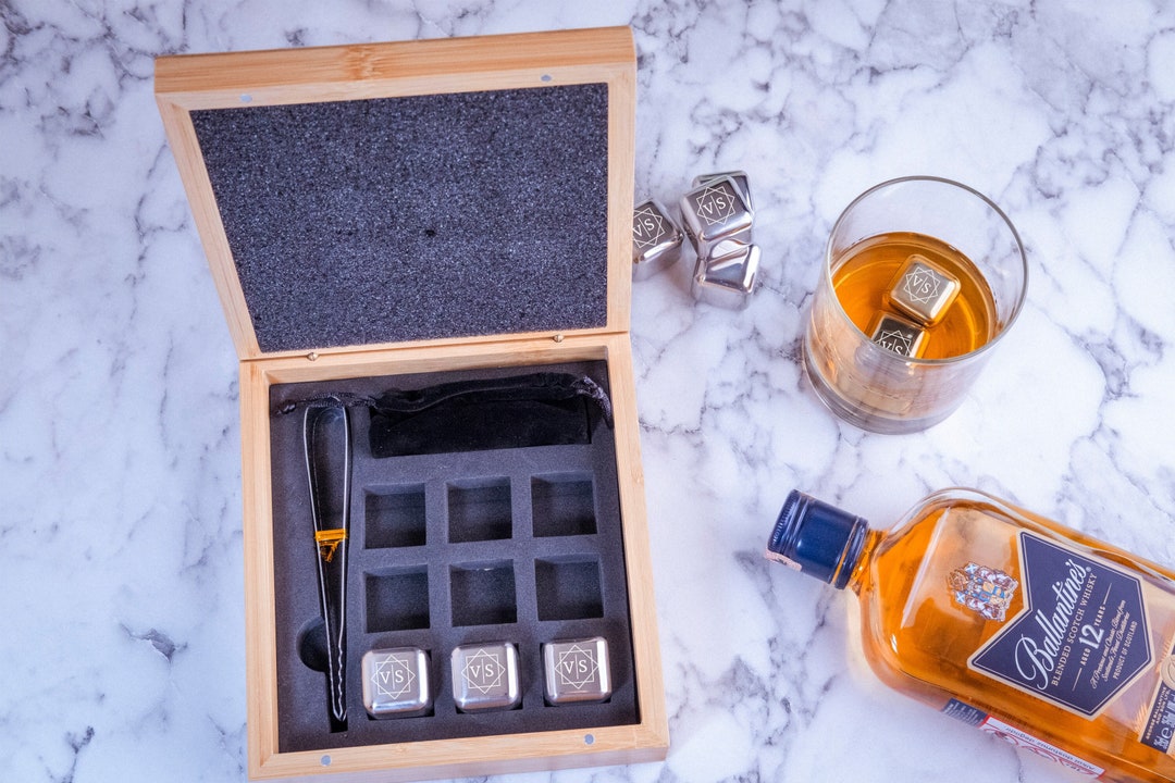 Personalized Whiskey Stones Set in Bamboo Case, Whiskey Stone, Cool ...