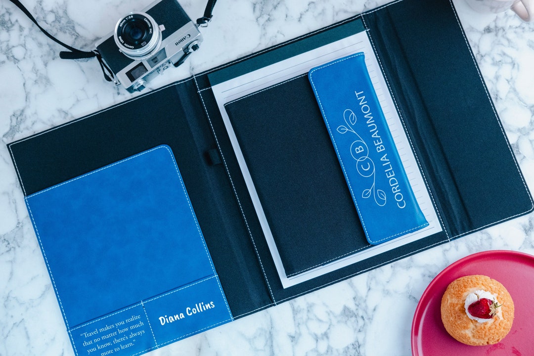 Personalized Leather Flap Portfolio, Custom Notepad Cover, Gifts for ...