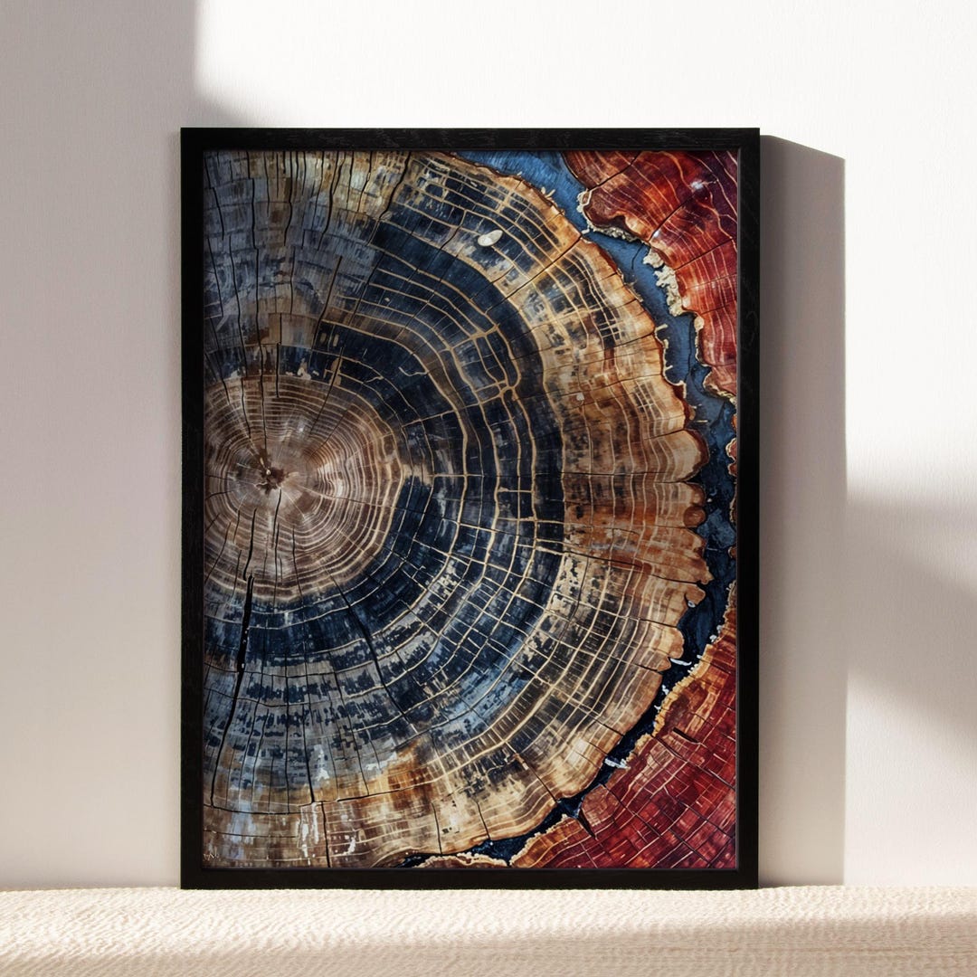 Tree Ring Photo Frame, Nordic Tree Ring Framed Art, Abstract Tree Ring ...