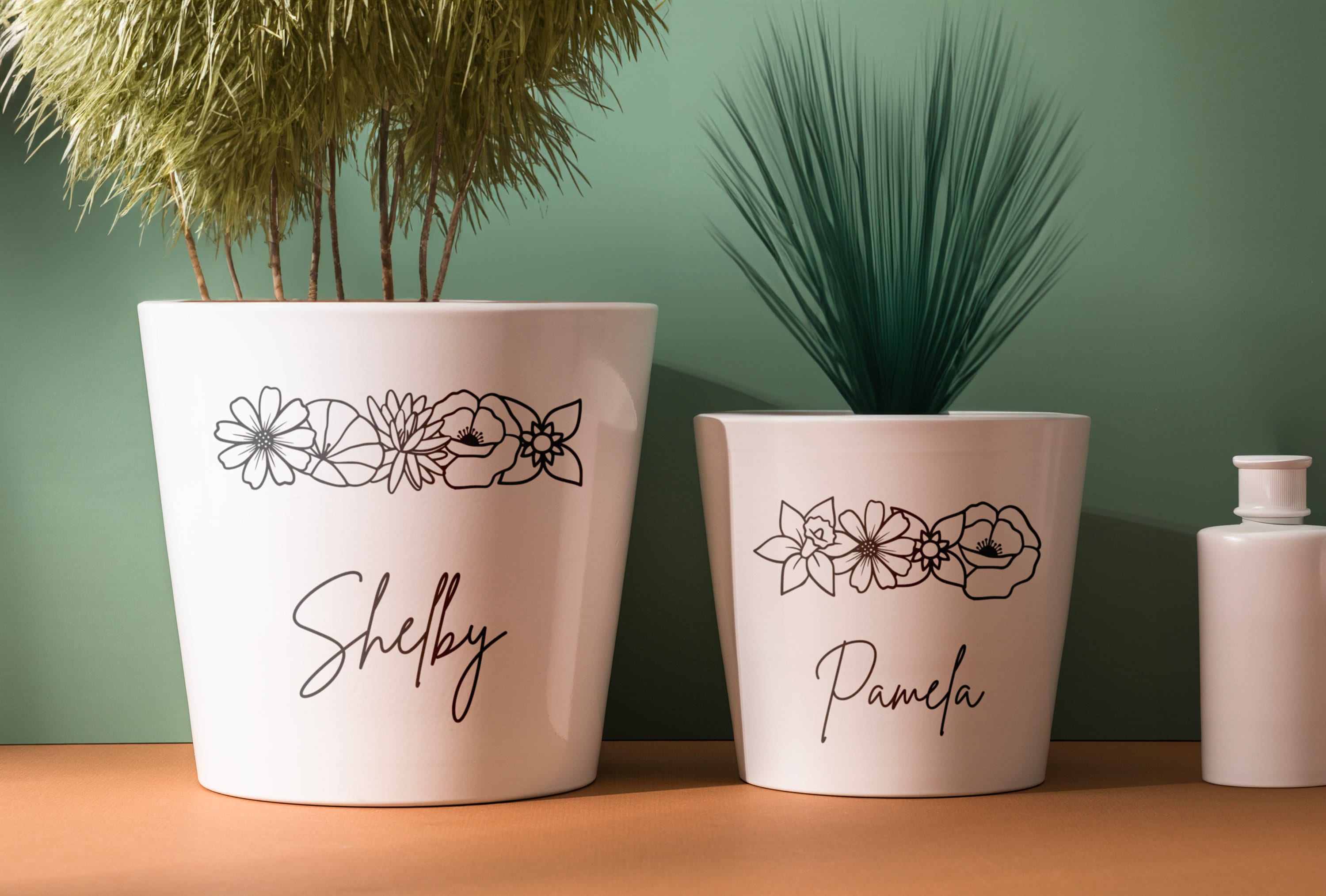 Custom Birth Flower Planter, Personalized Birth Flower Bouquet Plant ...