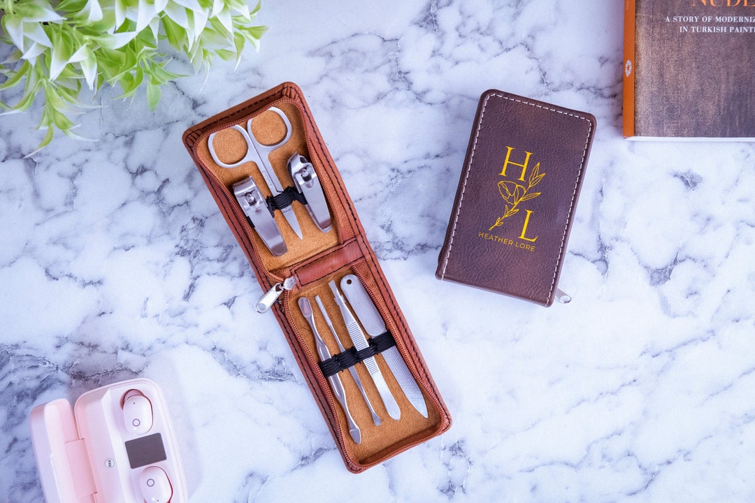 Personalized Manicure Set, Customed Manicure Set, Leather Manicure Set ...