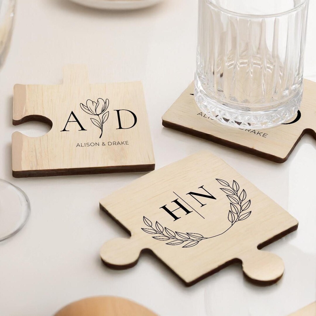 Personalized Puzzle Shaped Coaster, Monogrammed Coaster, Custom Name ...