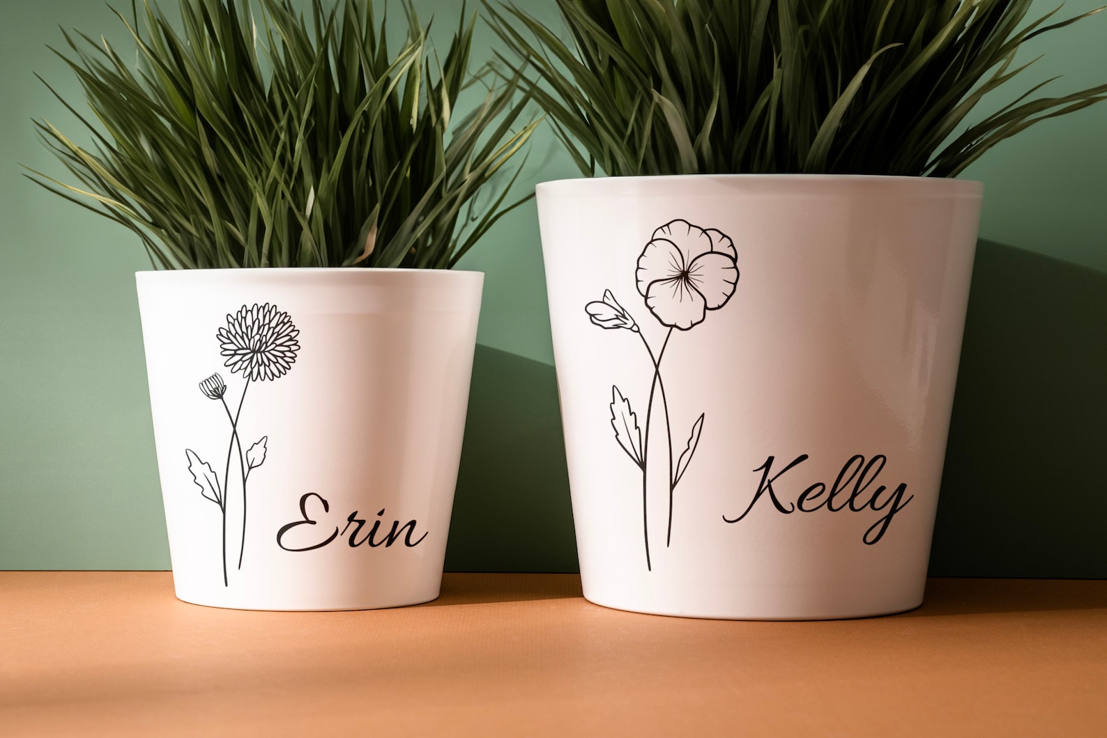 Personalized Birth Flower Plant Pot, Custom Flower Pot, Birth Month ...