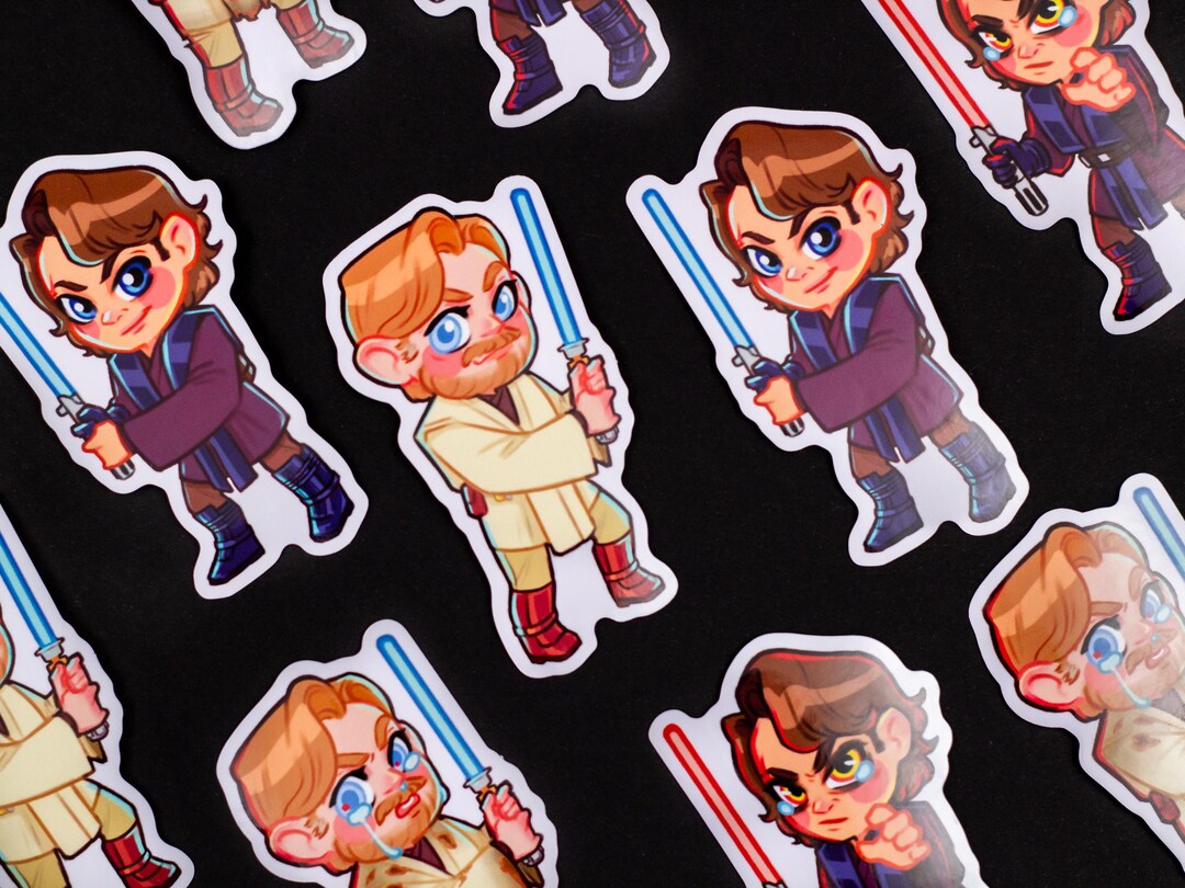 Battle of the Heroes Obi-wan and Anakin Stickers - Etsy