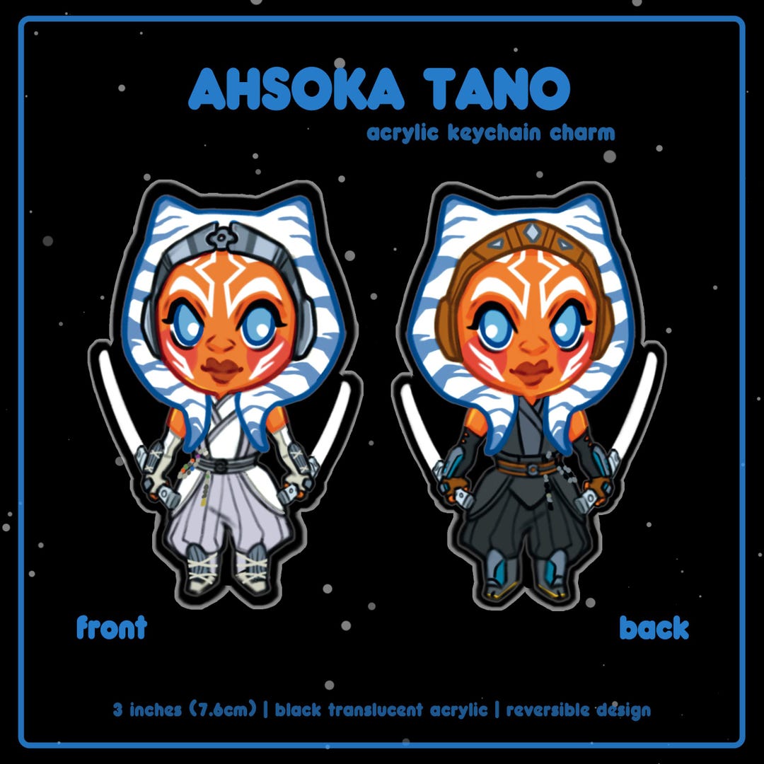 Ahsoka Tano Black/white Charm & Stickers PRE-ORDER - Etsy