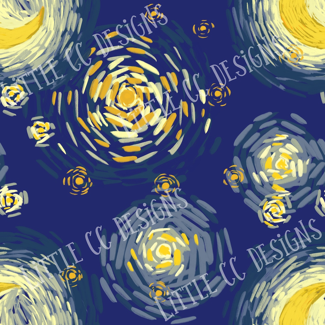 Starry Night Inspired Seamless Pattern - Etsy