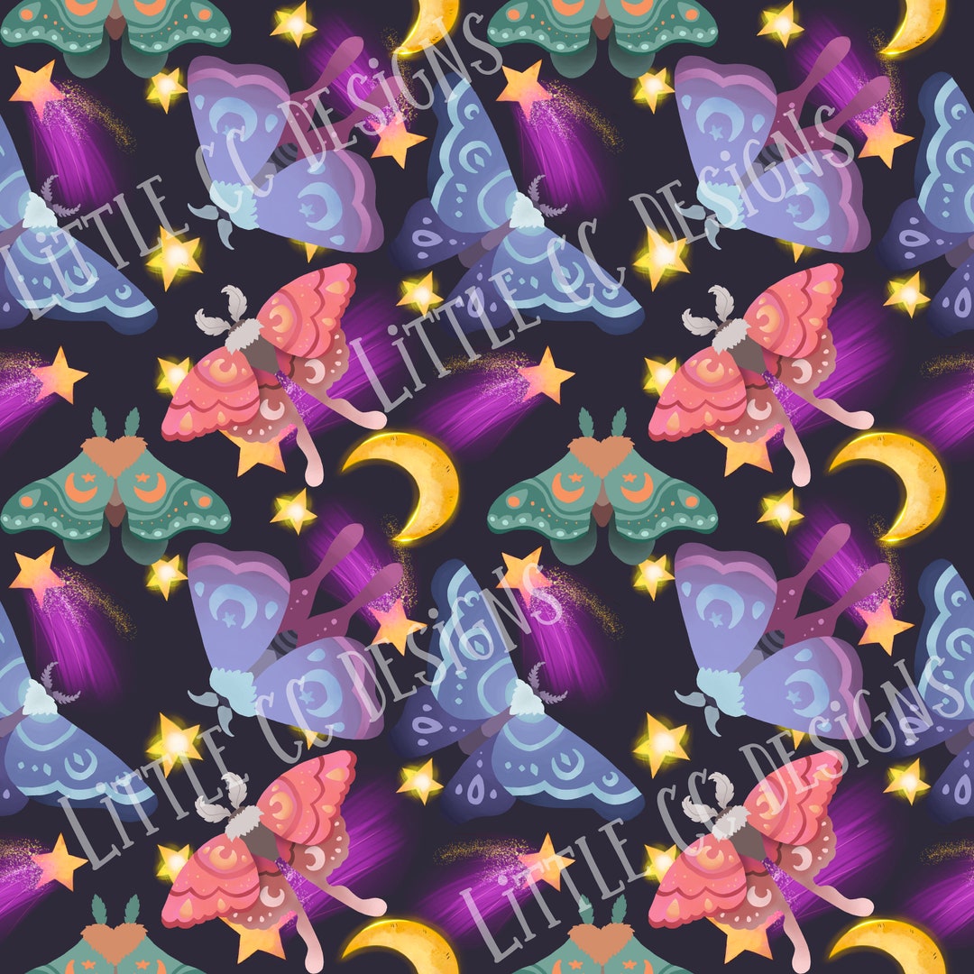 Moonlit Moths Seamless Pattern - Etsy