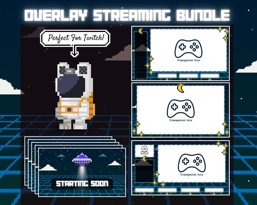 8-bit Space Themed Streaming Overlay Package - Etsy