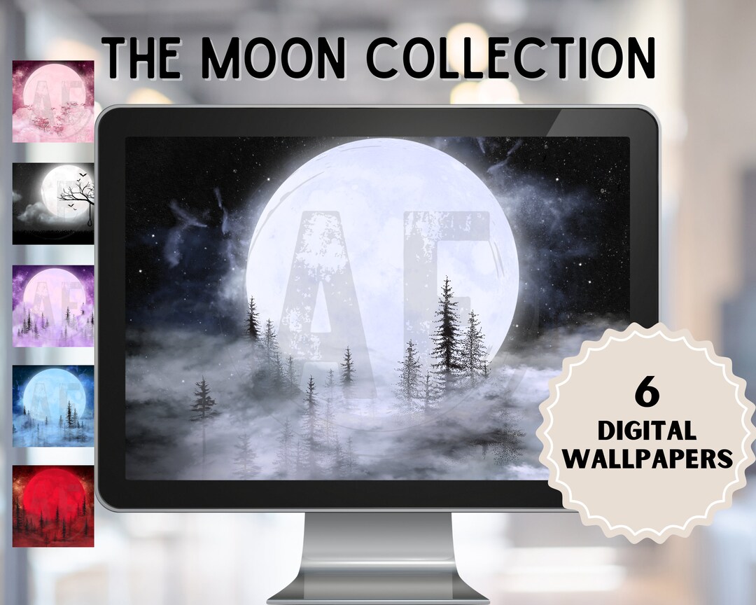Ethereal Moon Art Digital Wallpaper Bundle PNG Download - Etsy