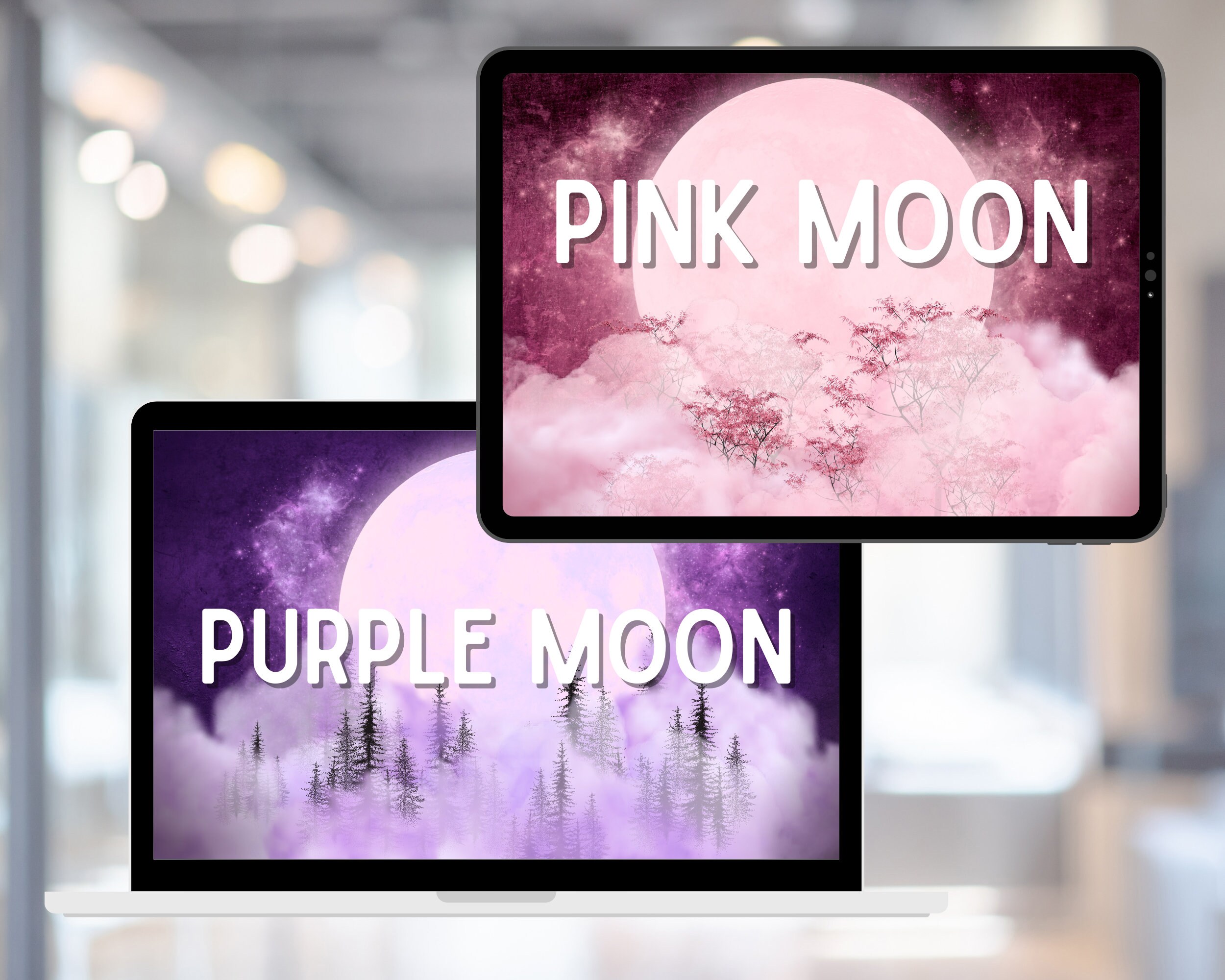 Ethereal Moon Art Digital Wallpaper Bundle PNG Download - Etsy