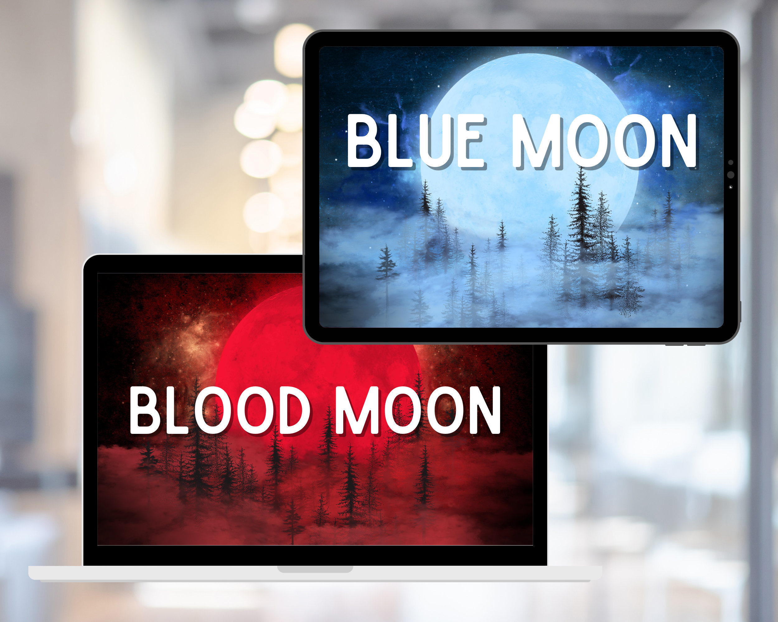 Ethereal Moon Art Digital Wallpaper Bundle PNG Download - Etsy