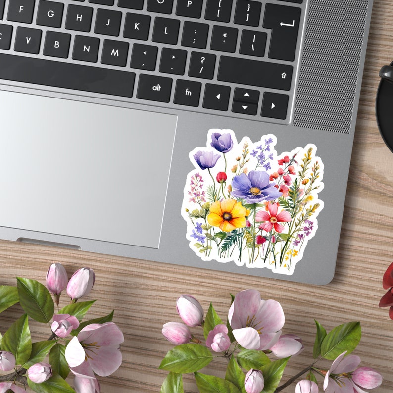 Watercolor Wildflowers Vinyl Sticker - Etsy