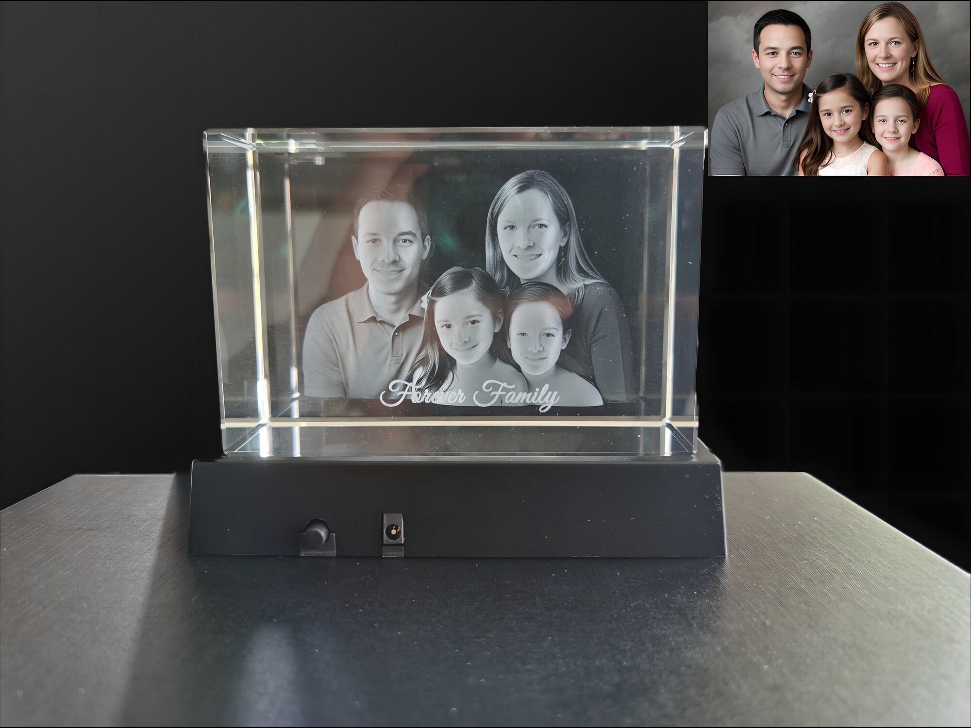 Personalized 3D Cuboid Crystal Photo W/led Light Base the - Etsy