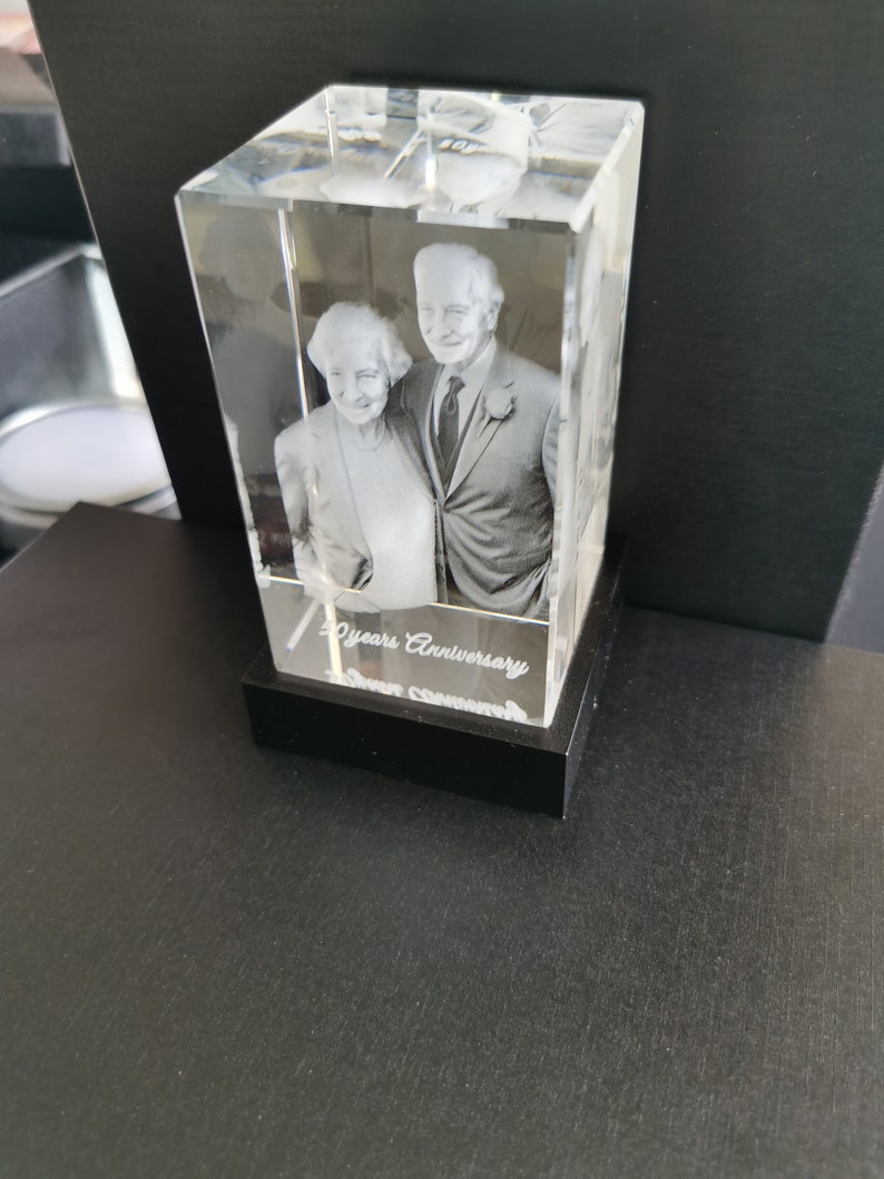 Personalized 3D Cuboid Crystal Photo W/led Light Base the Best Memory ...