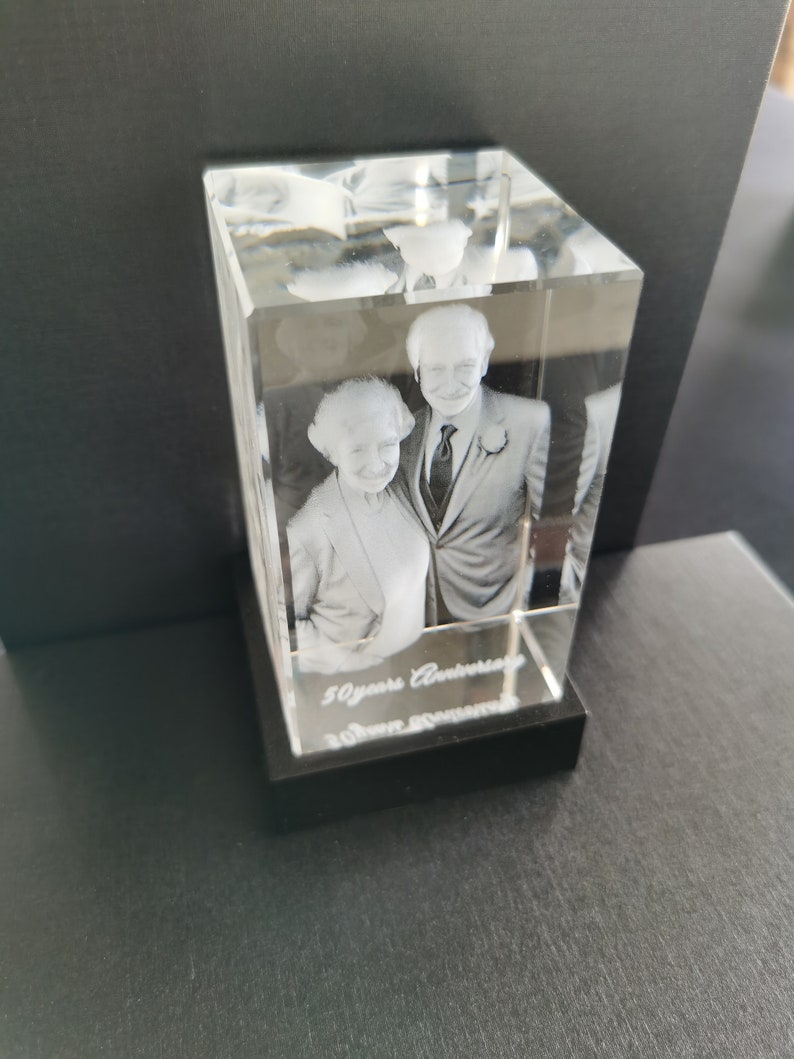 Personalized 3D Cuboid Crystal Photo W/led Light Base the Best Memory ...