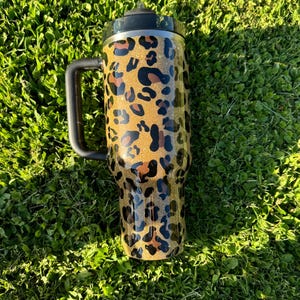 Custom Leopard - Authentic Stanley Tumbler - Epoxy Gold Glitter Leopard ...