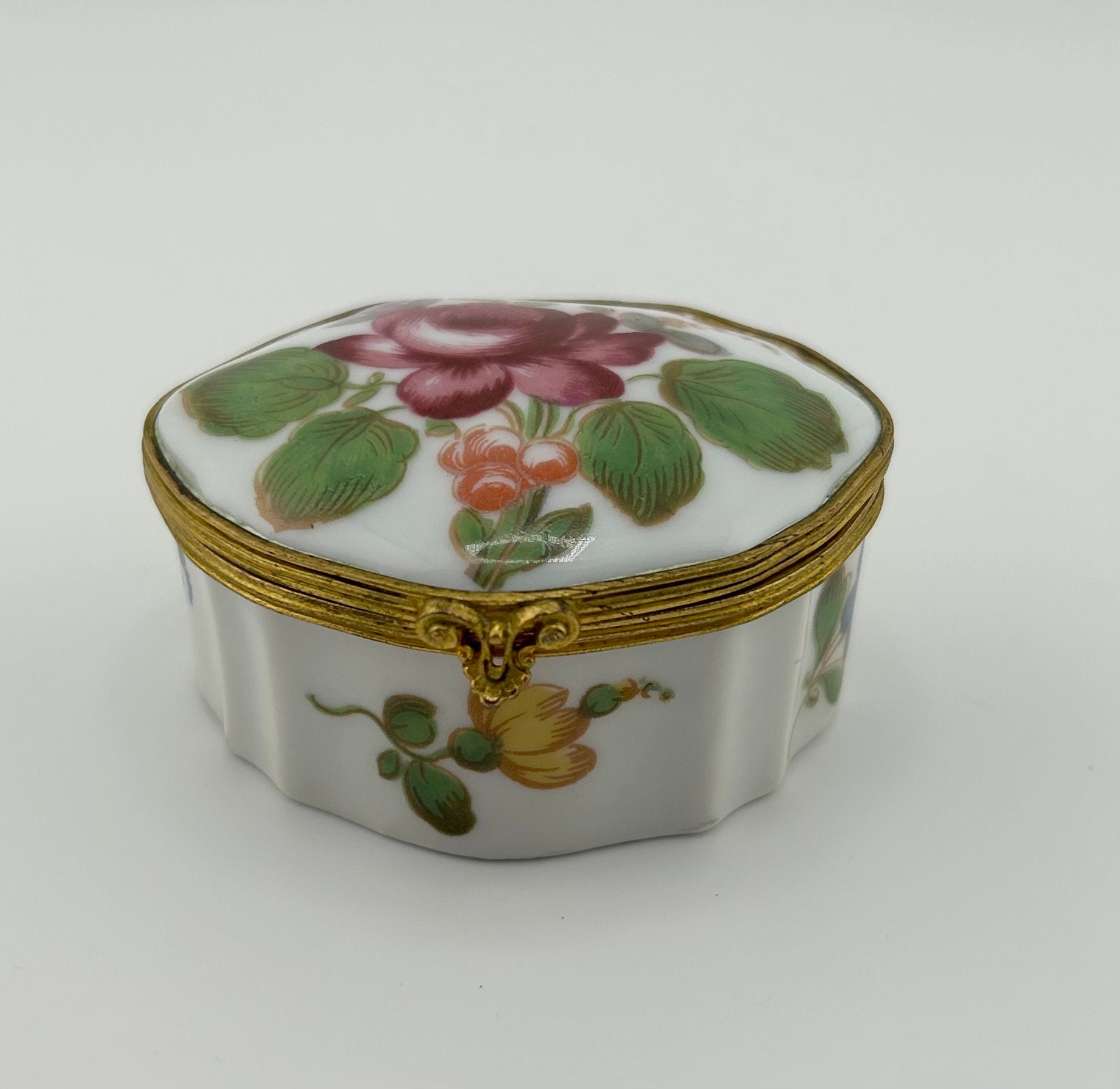 Vintage French Porcelain Trinket Boxes Blue Limoges Hand Painted ...