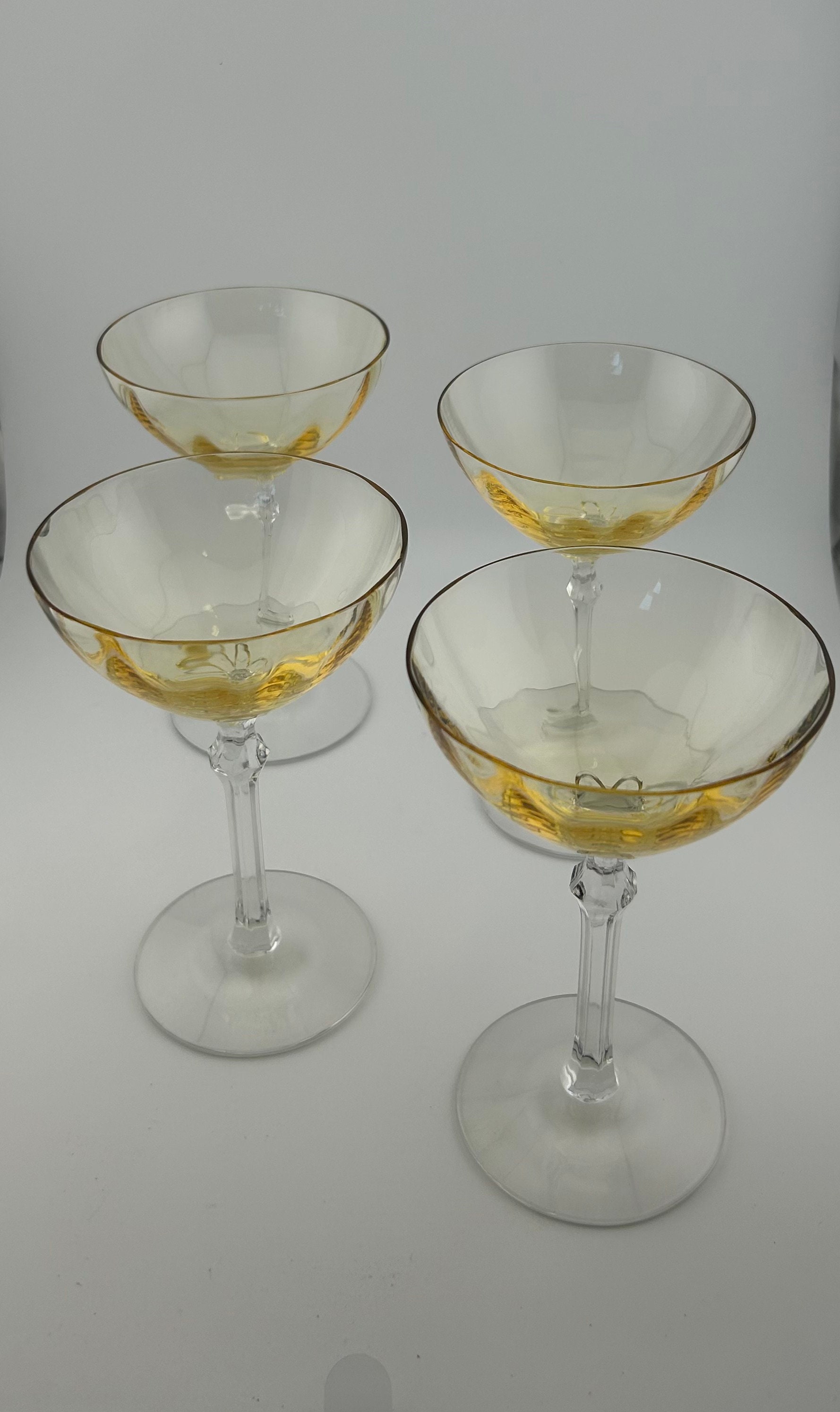 Vintage Fostoria Yellow High Serbert/champagne Glasses 6 Holds 6 Ounces ...