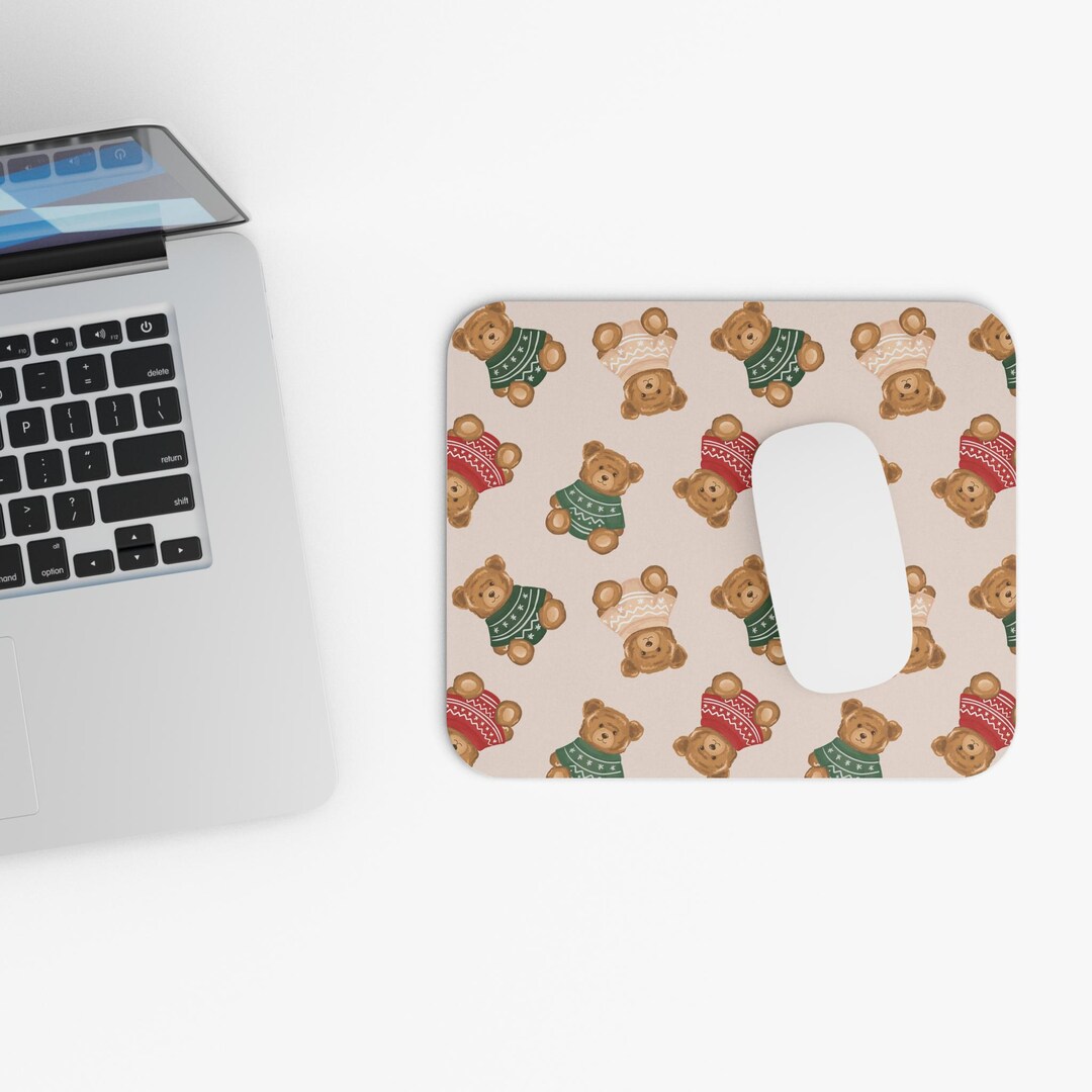 Cozy Teddy Bear Mouse Pad, Holiday Office Decor - Etsy UK