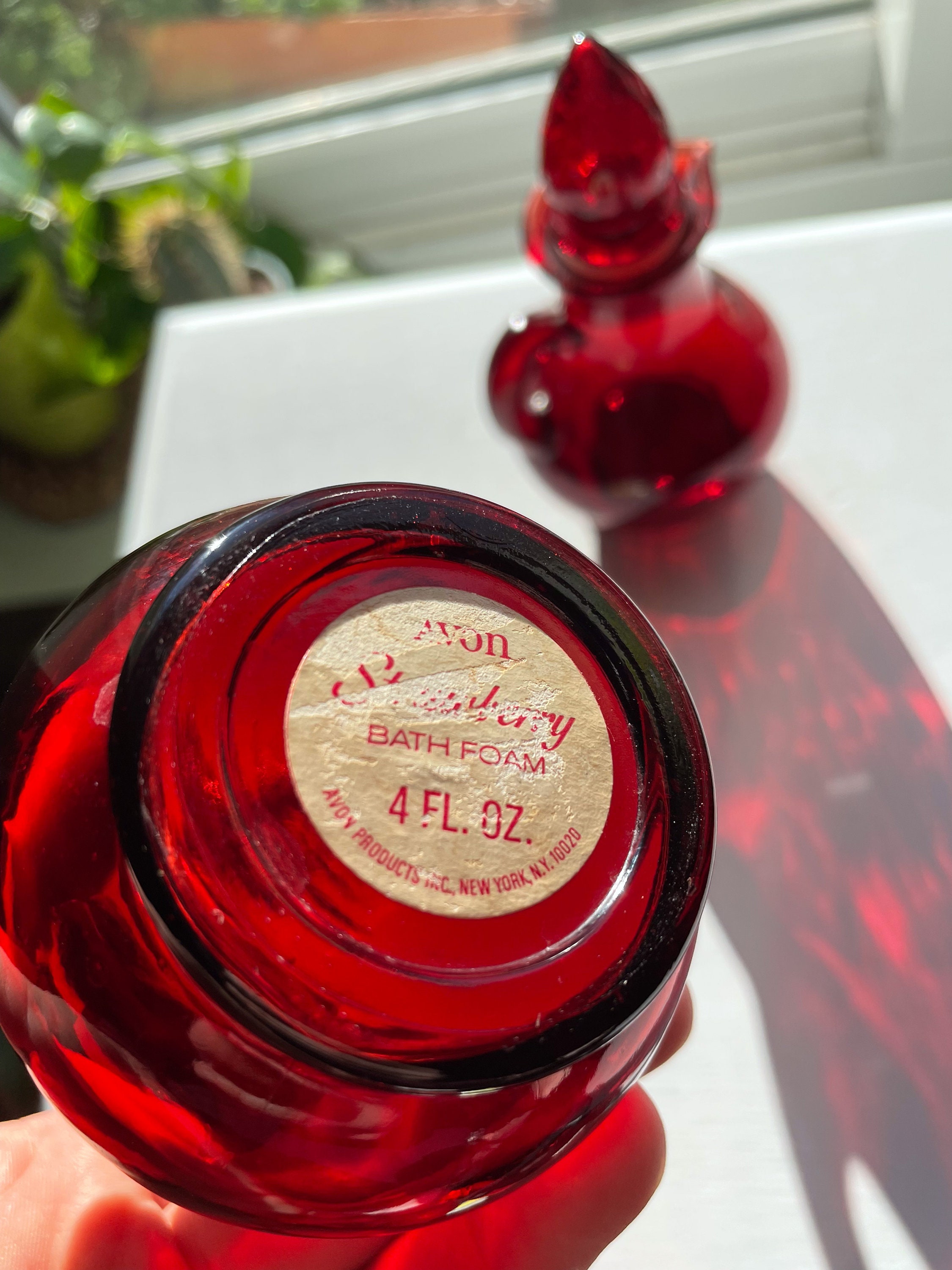 Vintage Avon Bottle, Strawberry Bath Foam Glasses, Strawberry Shaped ...