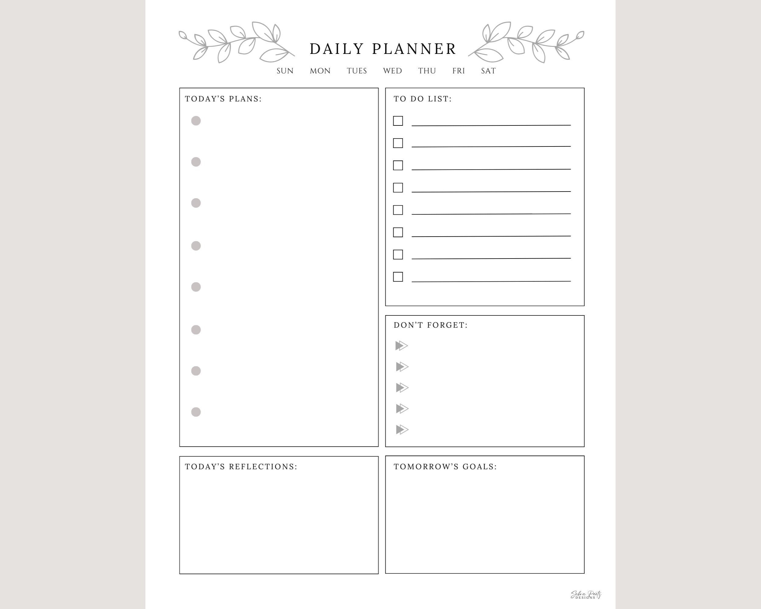 Daily Printable to Do List, Minimalist Daily to Do List Printable ...