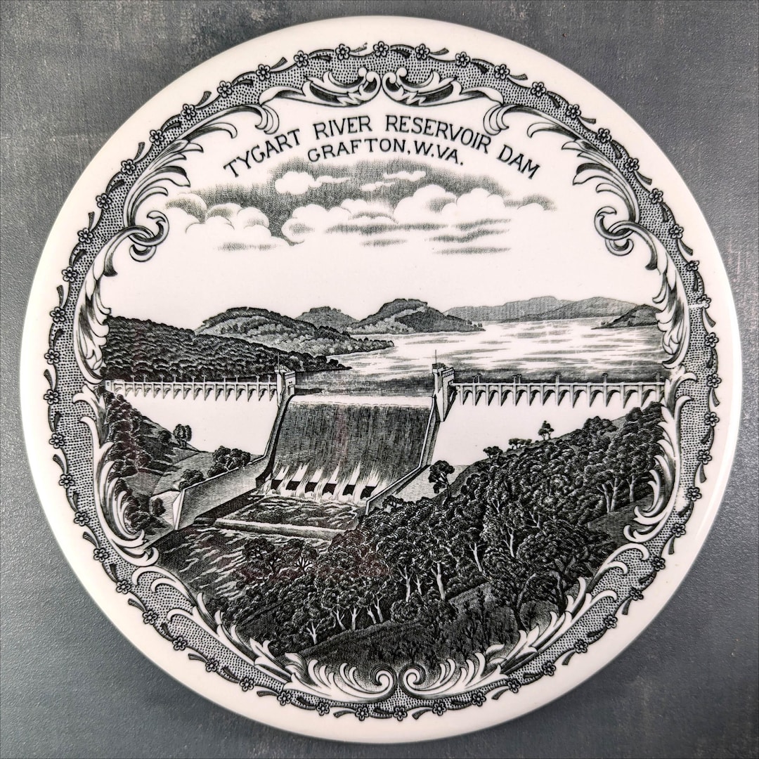 Carr China Tygart Dam Dedication Plate 1936 Black on White, Tygart ...