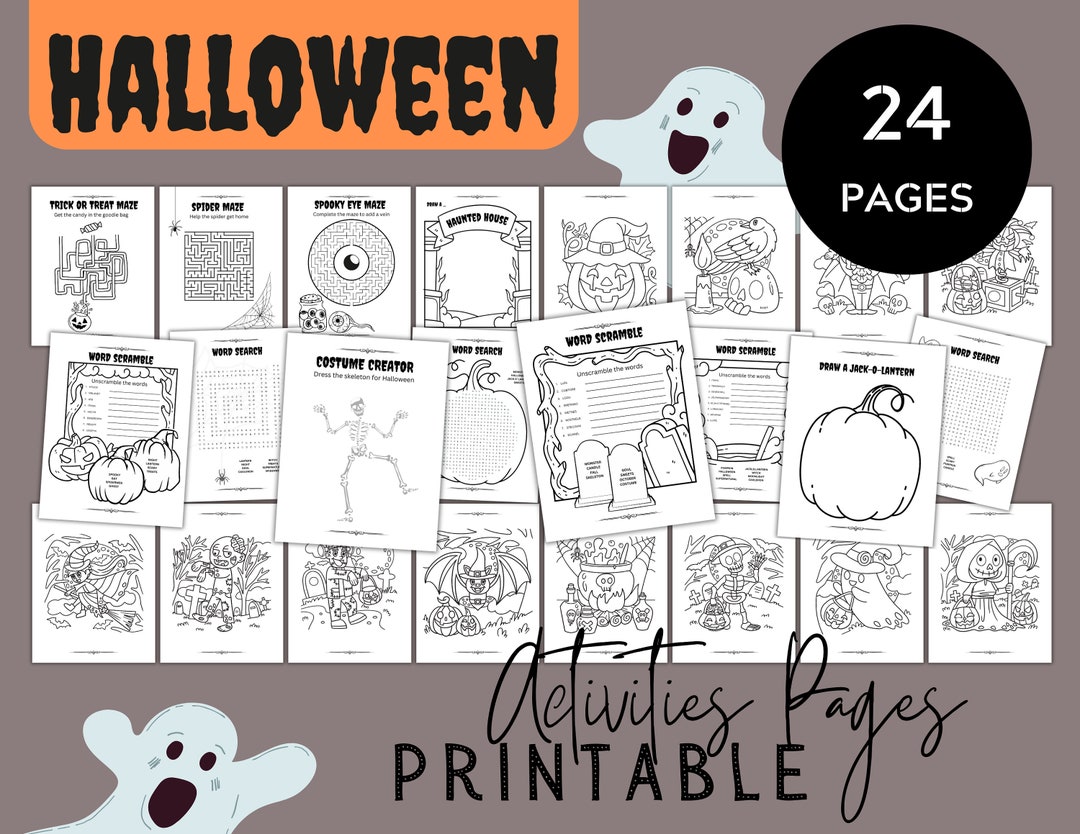 Halloween Activity Printable Pages - Etsy