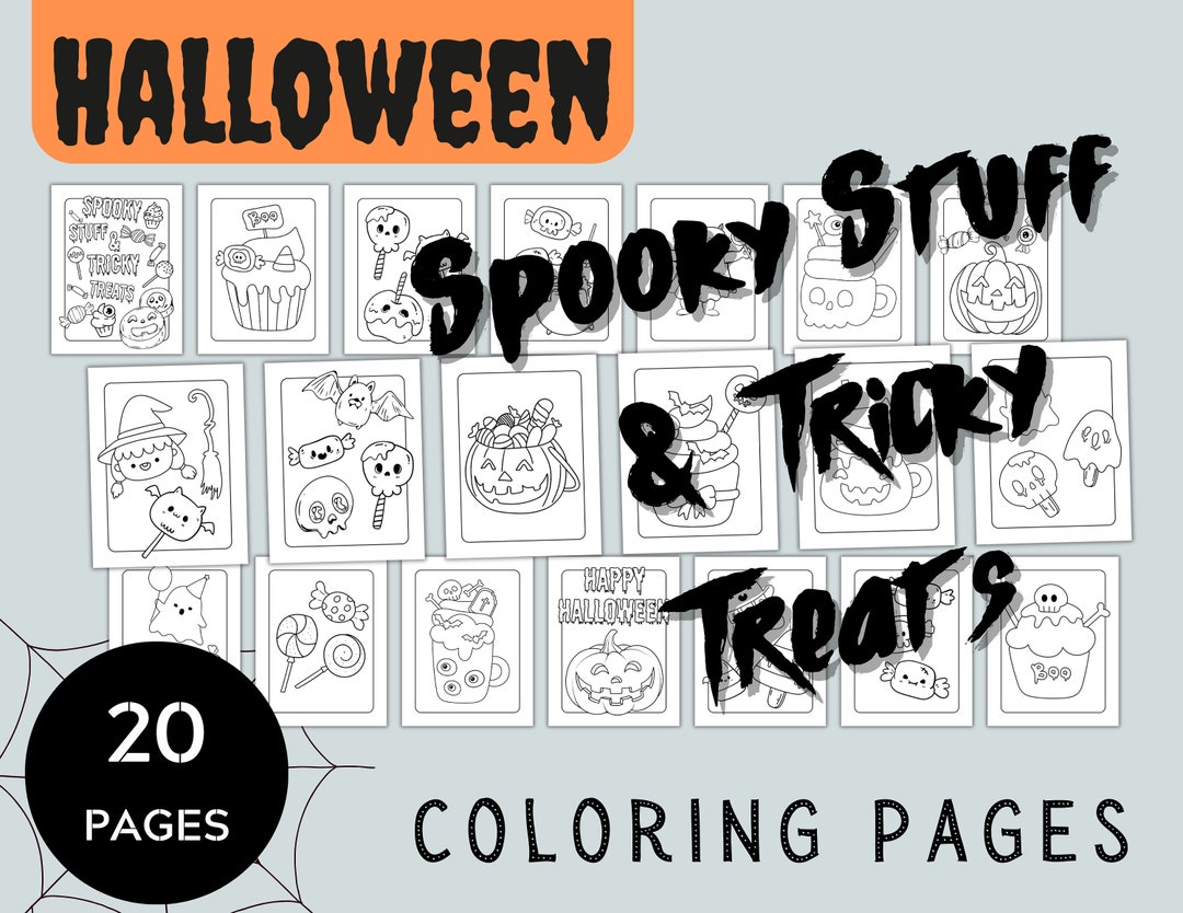 Spooky Stuff & Tricky Treats Halloween Coloring Pages - Etsy