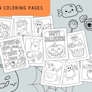 Spooky Stuff & Tricky Treats Halloween Coloring Pages - Etsy