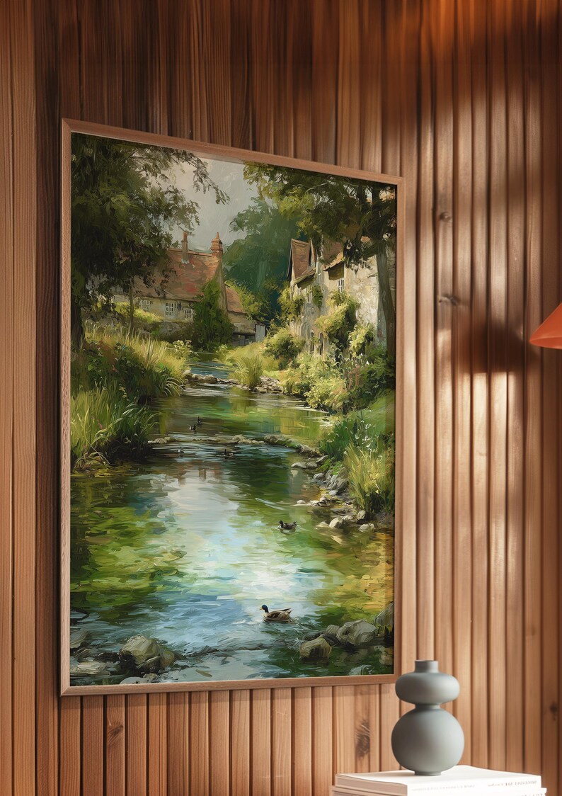 Charming English Countryside Stream Poster With Ducks – Vintage-style ...