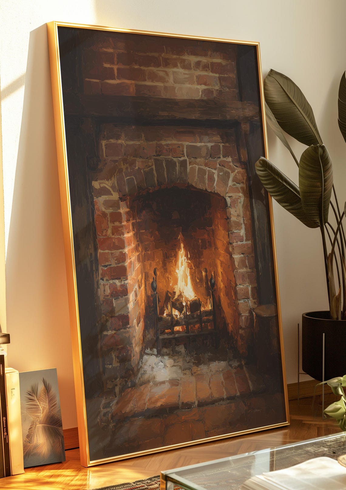 Cozy Fireplace Poster: Rustic Cottagecore Wall Art - Etsy
