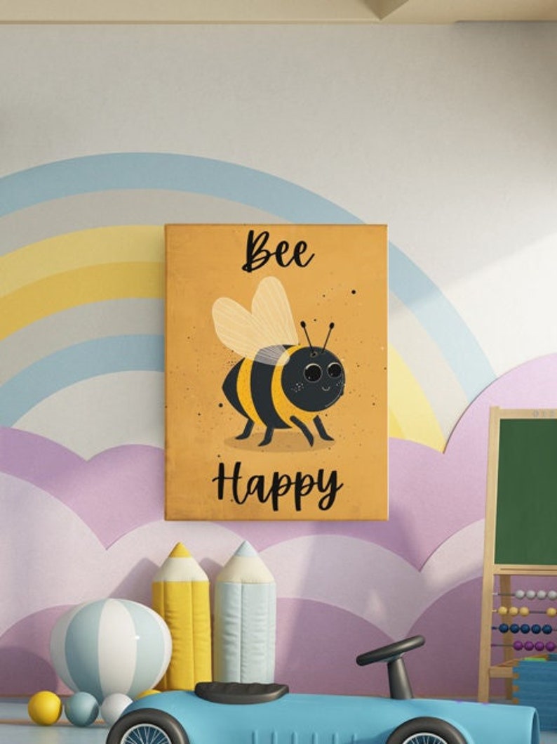 Bee Poster, Bumblebee Poster, Happy Poster, Bee Happy, Childrens Poster ...