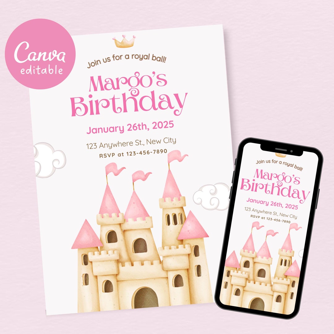 Princess Castle Birthday Invitation Princess Party Magical Invitation ...