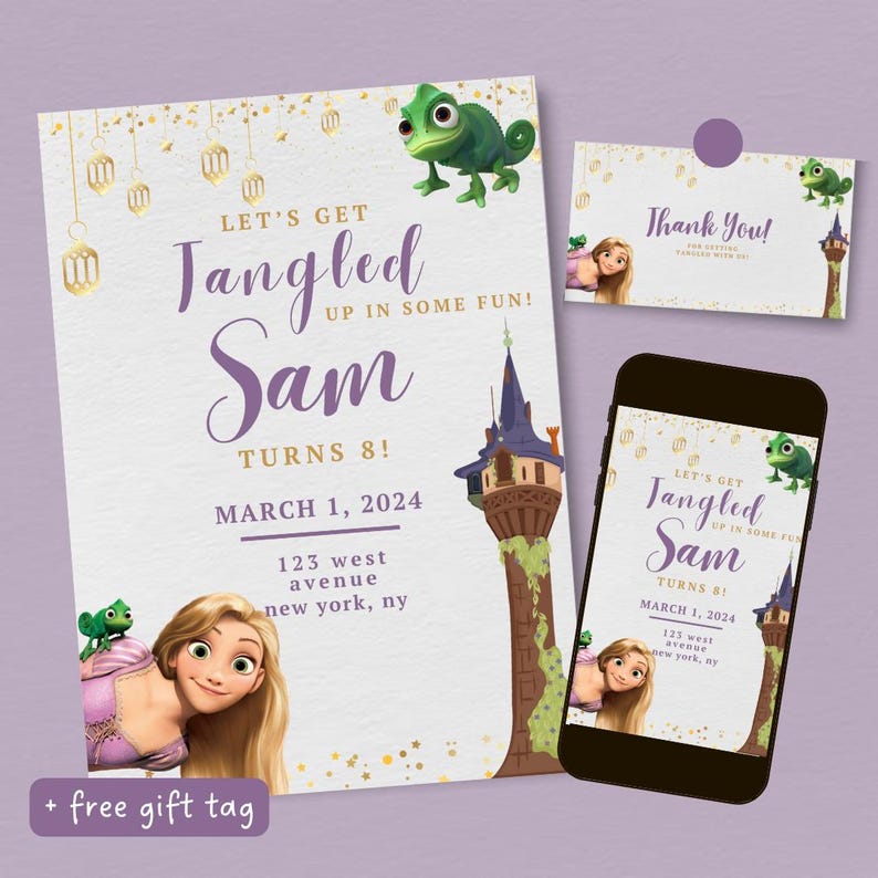 Rapunzel and Pascal Birthday Invitation Disney Princess Invitation ...