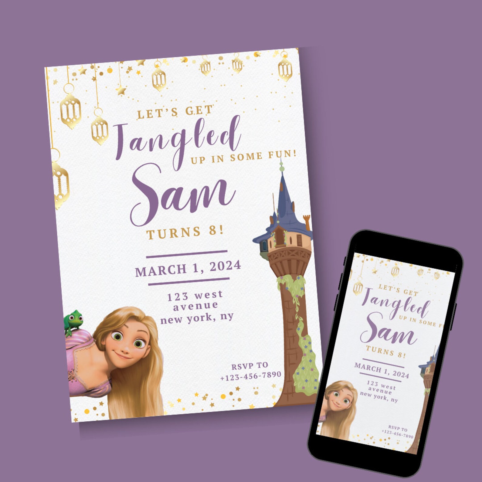 Rapunzel Birthday Invitation Disney Princess Invitation Tangled Theme ...