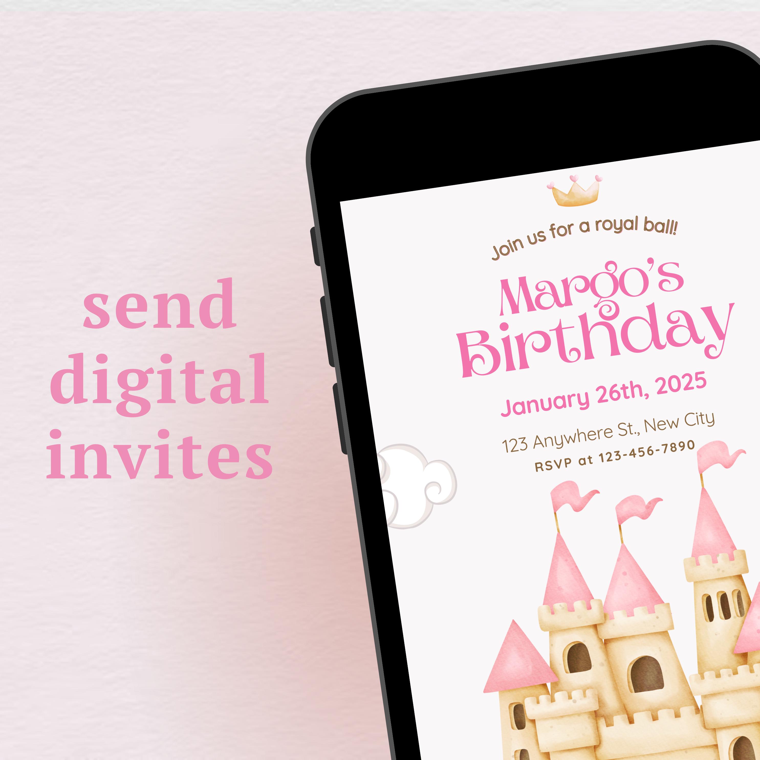 Princess Castle Birthday Invitation Princess Party Magical Invitation ...