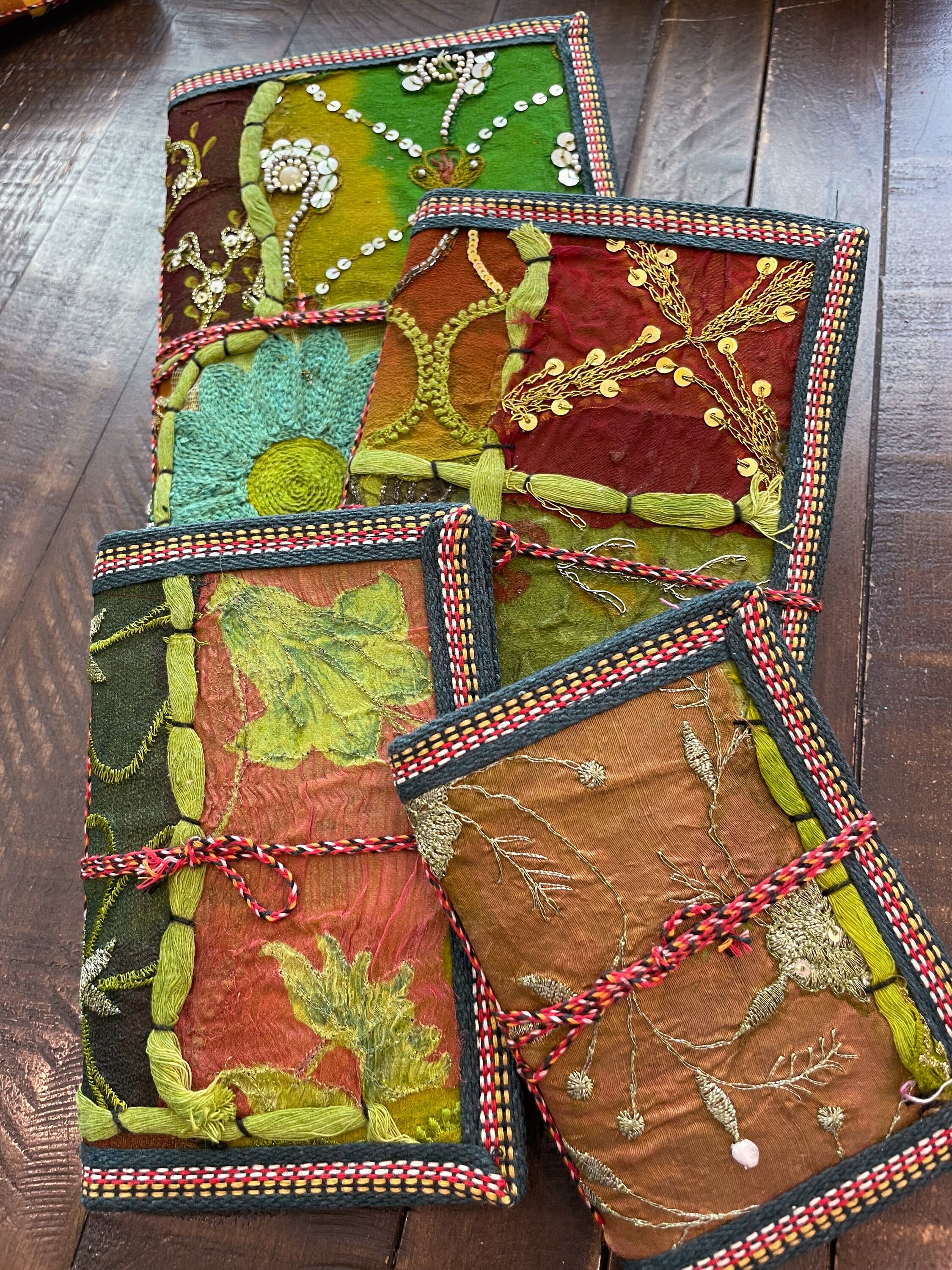 Journals Set of 4 From India | Antique Sari Journals | Repurposed Saris ...