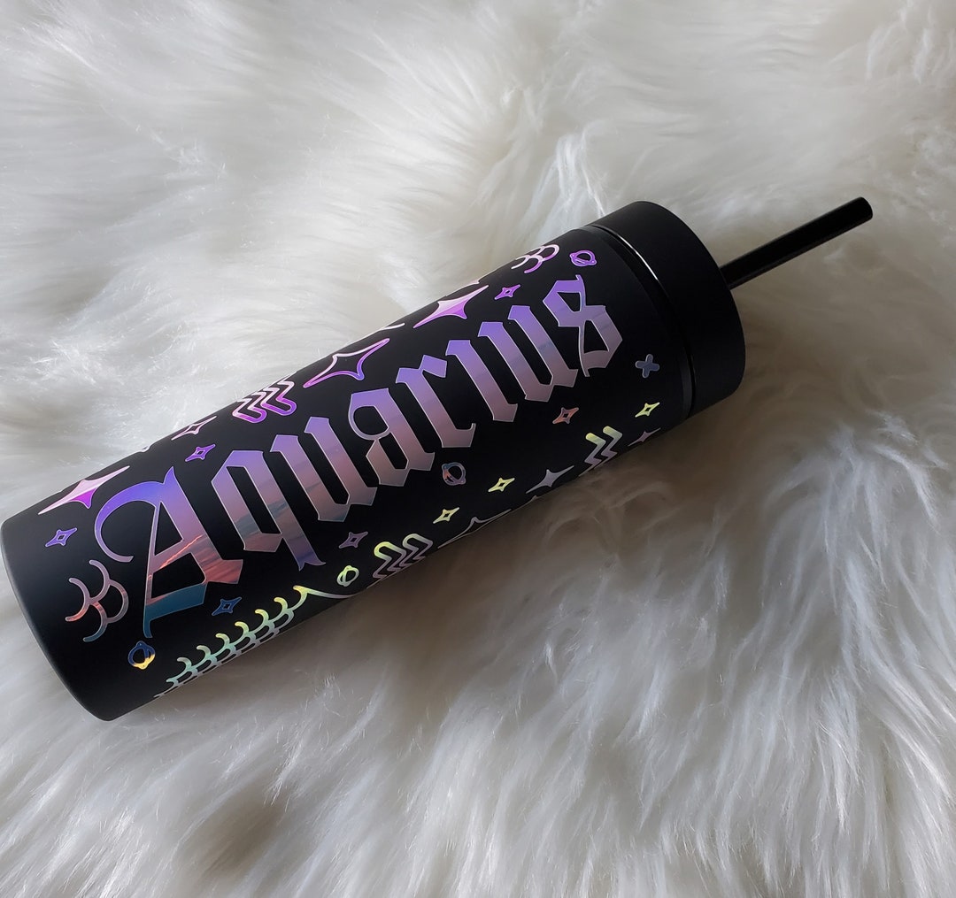 Aquarius Zodiac Sign Inspired 16oz Double Walled Acrylic Cup W/ Lid ...
