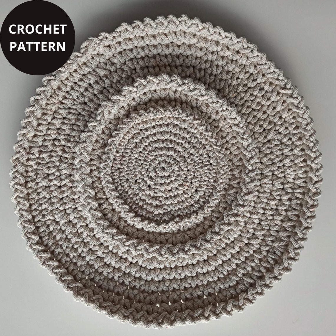 Crochet Pattern + Tutorial - Set of 3 Coasters in 3 Different Sizes - Etsy